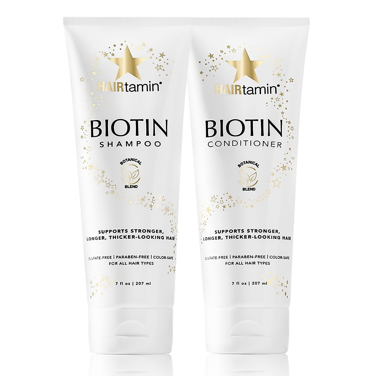 HAIRtamin Shampoo and Conditioner Set - Paraben & Sulfate Free, Volumizing & Moisturizing, Natural Biotin Shampoos and Conditioners, Gentle Moisturizer on Curly & Color Treated Hair