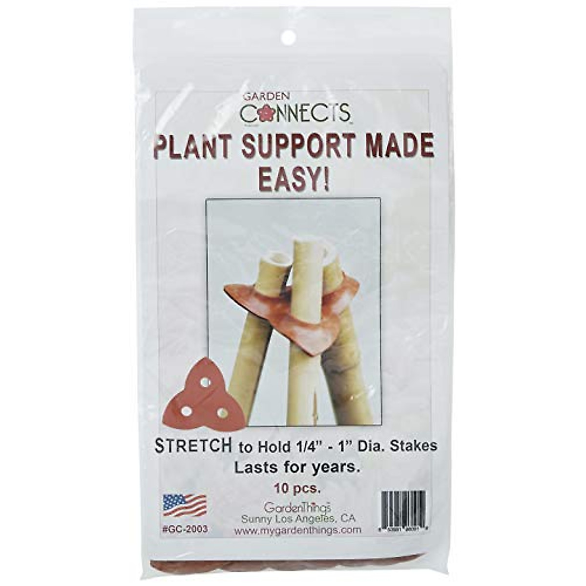 Garden Things GC-2003 Stretch Rubber Plant Stake Connecter, 3-Hole, Black