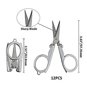 XINMEIWEN 12Pcs Small Folding Scissors Portable Travel Scissors Stainless Steel Cutter Mini Scissors Set for Home Office and Travel Trip Scissors