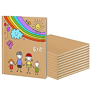 10 Pcs Hardcover Blank Book for Kids to Write Stories Hardcover Book Sketchbooks Blank Journal Books for Student Classroom DIY Drawing and Writing, 20 Sheets (Brown, 6 x 8 Inch)