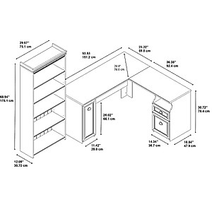 Bush Furniture Fairview L Shaped Desk and 5 Shelf Bookcase in Antique Black