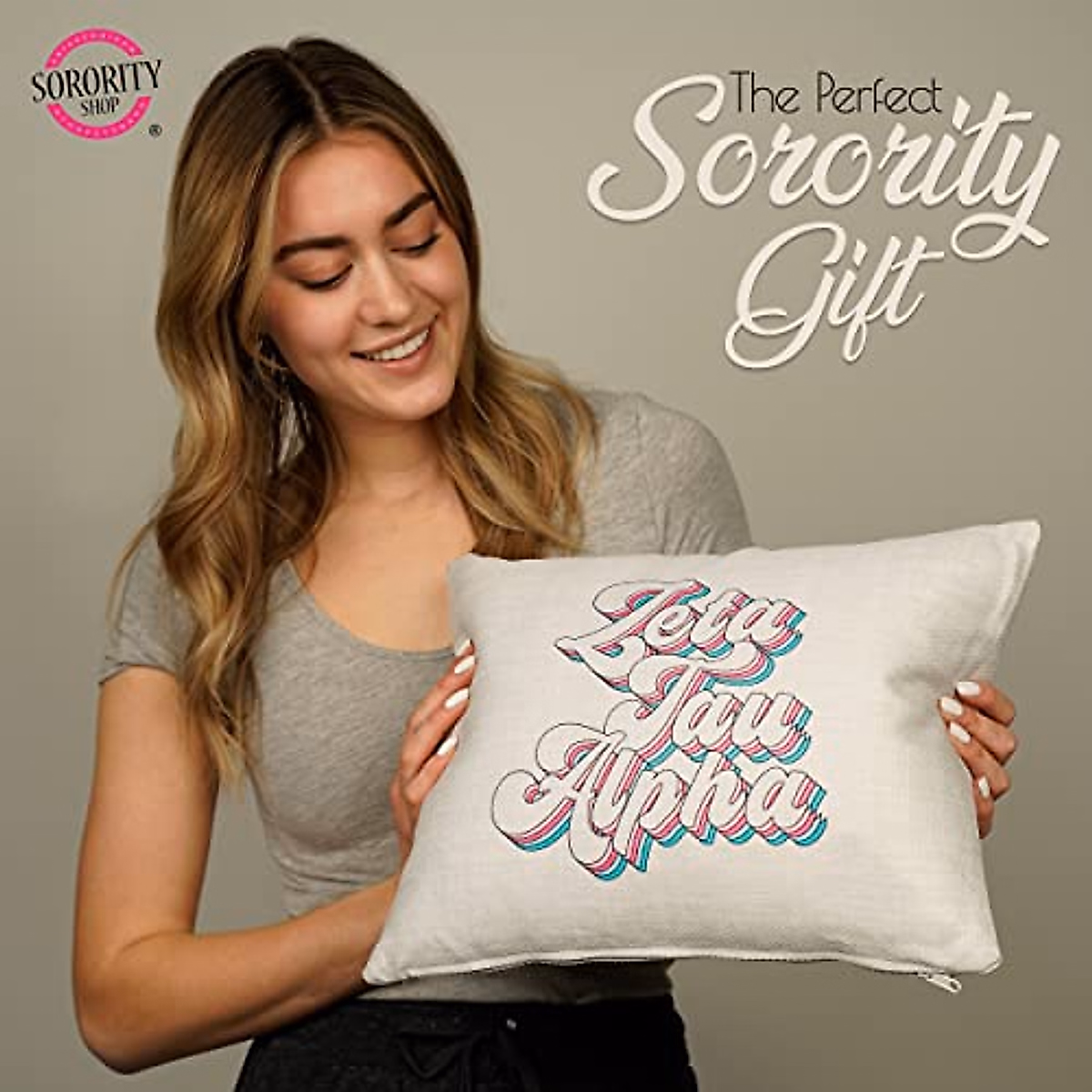 Sorority Shop Pi Beta Phi Pillow – Retro Design, 12" x 16" Lumbar Pillow Sorority