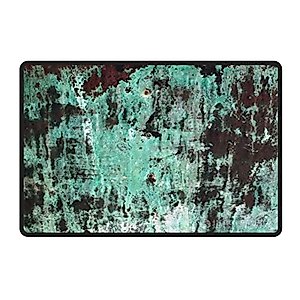 Entryway Mats Rustic Cowhide Brown Teal Western Country Outdoor and Indoor Rug ,24x16 Inch .5x20 Inch Two Size.