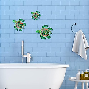 Dreamskip 3 Pack Sea Turtle Wall Decor, Ocean Outdoor Metal Wall Art, Beach Themed Coastal Decorations for Bathroom, Patio, Pool, Fence