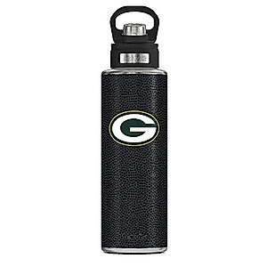 Tervis Triple Walled NFL Green Bay Packers Insulated Tumbler Cup Keeps Drinks Cold & Hot, 40oz Wide Mouth Bottle - Stainless Steel, Black Leather
