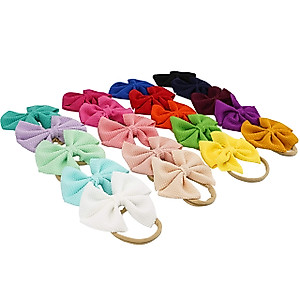 MEEDEE 20 Pack Nylon Headbands: Newborn Bows, Large Baby Bows, Photography Hair Accessories for Infants and Little Girls