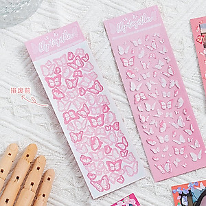 Scrapbook Stickers 24 Sheets Self-Adhesive Deco Stickers,Colorful Butterfly Scrapbooking Sticker,Shiny Korean Stickers Waterproof Journal Stickers for Postcard Photo Planner Diary Card Decoration
