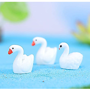 40 Pcs Resin Swan Figurines Procelain Swan Miniature Figurines Fairy Garden Accessories Cake Toppers Decoration Set for Succulent Planter Moss Landscape DIY Terrarium Home Décor