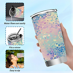 Wassud Circle Abstract 20 oz Tumbler with Lid and Straw Stainless Steel Double Wall Vacuum Tumblers Insulated Travel Coffee Mug for Cold and Hot Drinks