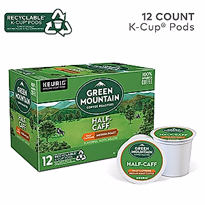 Green Mountain Coffee Roasters Half Caff Keurig Single-Serve K-Cup pods, Medium Roast Coffee, 12 Count