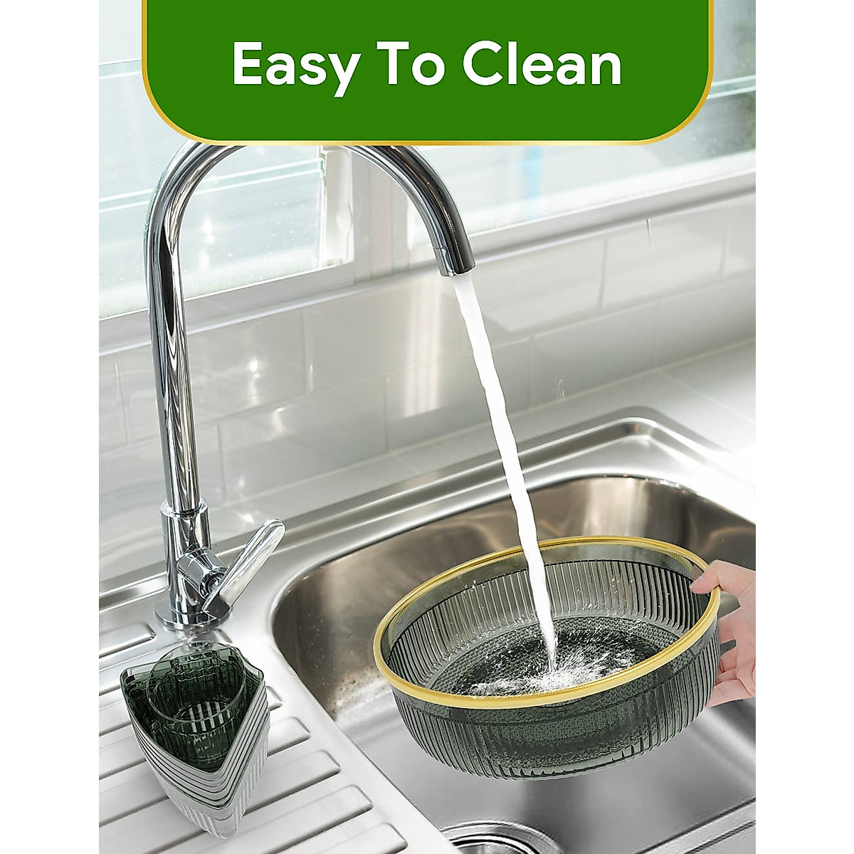 11.8 Inch Lazy Susan Organizer for Cabinet with 7 Removable Bins, 360° Turnable Clear Spice Rack Organizer for Cabinet, Decorative Trays for Pantry, Cupboard, Makeup, Kitchen, Bathroom - Dark Green