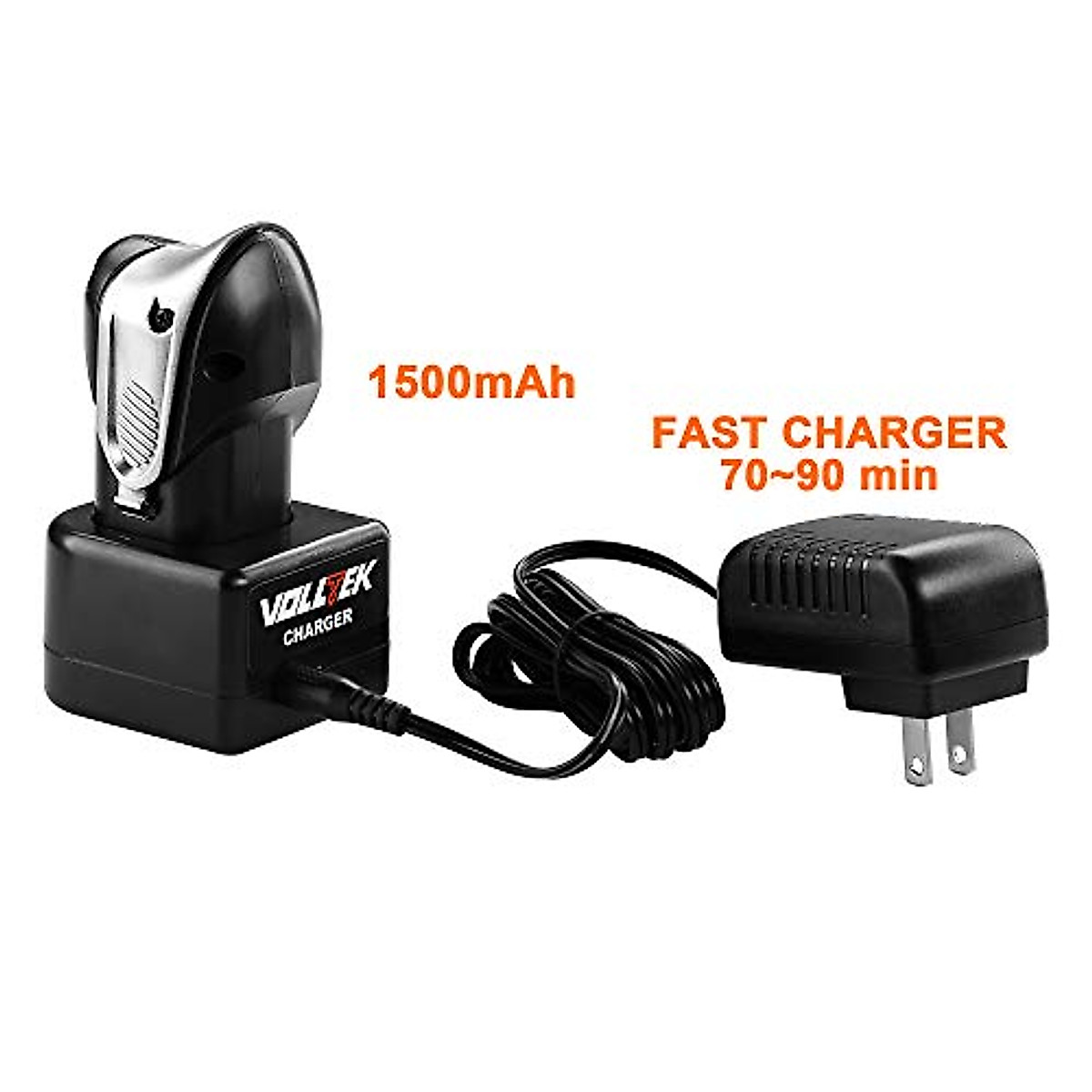 VOLLTEK Electric Cordless Scissor 4V li-ion Cutter Shears with 2 battery & 2 Pcs Cutting Blades Accessory for Cutting Fabric, Carpet and Leather ES3601 Orange