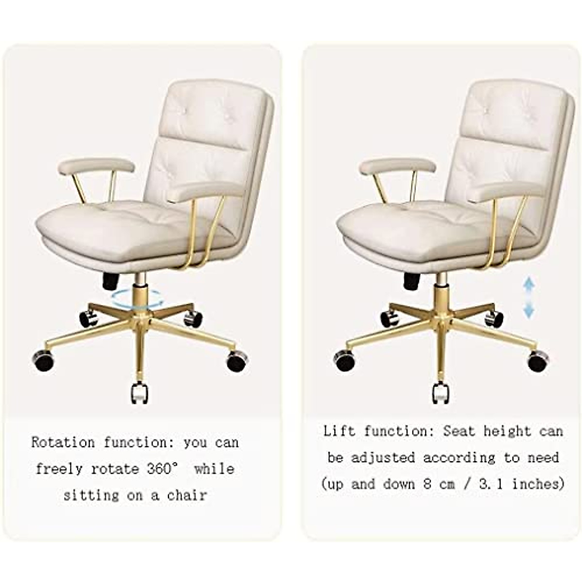 POCHY Family Office Chair Office Chair Height Adjustable Computer Chair Artificial Leather Comfortable and Soft Computer Chair Rotatable Executive Chairs Firm Seat Cushion (Color : Black)