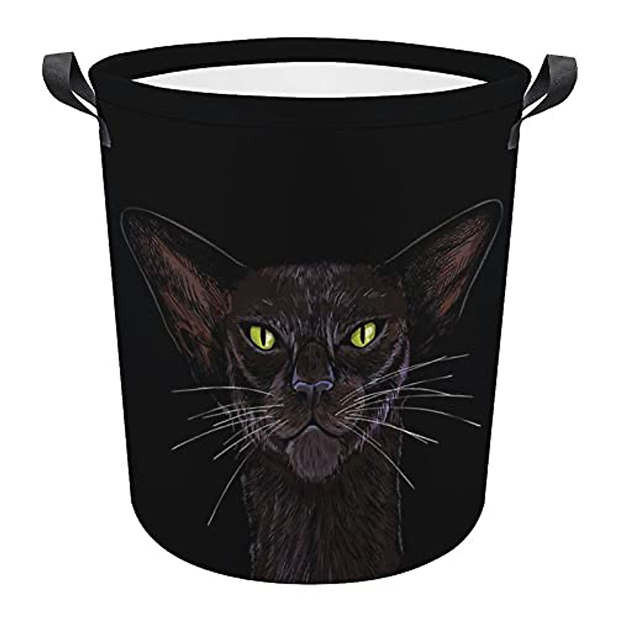 Black Cat Face Oxford Cloth Laundry Basket with Handles Storage Basket for Toy Organizer Kids Room Nursery Hamper Bathroom
