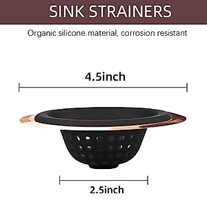 Kitchen Set of 2 Sink Strainers, Flexible Silicone Good Grip Kitchen Sink Drainers, Traps Food Debris and Prevents Clogs, Large Wide 4.5’ Diameter Rim (Rose Gold)