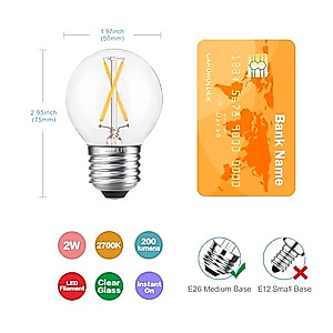 AIELIT Dimmable 2 Watt Globe LED Light Bulbs (25W Equivalent), Warm White 2700K, A15/A50 LED Bulb, E26 Medium Base, Antique Filament Edison Decorative Bulb for Chandelier, Ceiling Fan, 4 Pcs