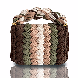 CHQEL Evening Clutch Bag for Women, Handmade Crochet Wedding Party Purse, Small Flap Formal Crossbody Handbag Evening Clutch (Autumn)