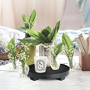 Black Decorative Tray Stand for Bathroom Decor, Wood Tray Risers for Display, Round Serving Tray for Kitchen Decor, Black Tray Soap Holder for Bathroom Counter Organizer