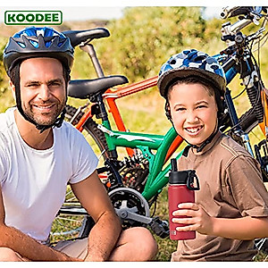 koodee Kids Water Bottle Stainless Steel Double Wall Vacuum Insulated Wide Mouth Flask, 16 oz Water Bottle for School (Canyon Red)