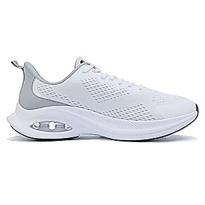 MEHOTO Mens Air Running Shoes Athletic Breathable Gym Sport Jogging Tennis Sneakers WhiteGrey, Size 11.5