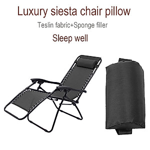 FLAMEER 2Pack Outdoor Anti Gravity Lounge Chair Pillow, Headrest Pillow for Folding Patio Lawn Recliner (Black)