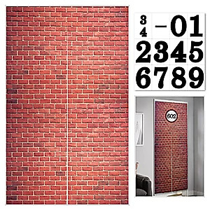 Brick Wall Party Backdrop, Red Brick Wall Backdrop for Magical Wizard Wall Decoration, Kids Birthday Wizard School Party Supplies, Halloween Door Curtains Decoration (Red)
