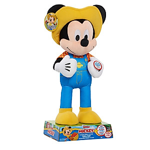 Disney Junior Farmer Mickey Mouse Feature Plush, Lights, Phrases, and Movement, Officially Licensed Kids Toys for Ages 3 Up, Amazon Exclusive