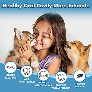 Vannon Pet Dental Care Finger Wipes, Pet Teeth Cleaning Wipes for Cats and Dogs, Dog Teeth Wipes, Freshen Breath, Reduce Plaque & Tartar, 50PCS