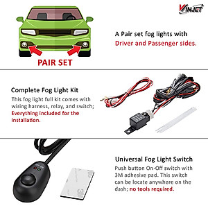 Winjet Compatible with [2010 2011 2012 2013 2014 2015 2016 2017 2018 2019 Dodge Journey] Driving Fog Lights + Switch + Wiring Kit