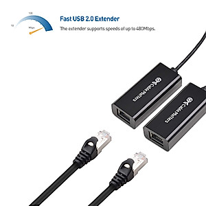 Cable Matters USB Over Ethernet Extender with Power Adapter up to 150 ft - Full USB 2.0 Support for Keyboard, Mouse, Webcam, and More