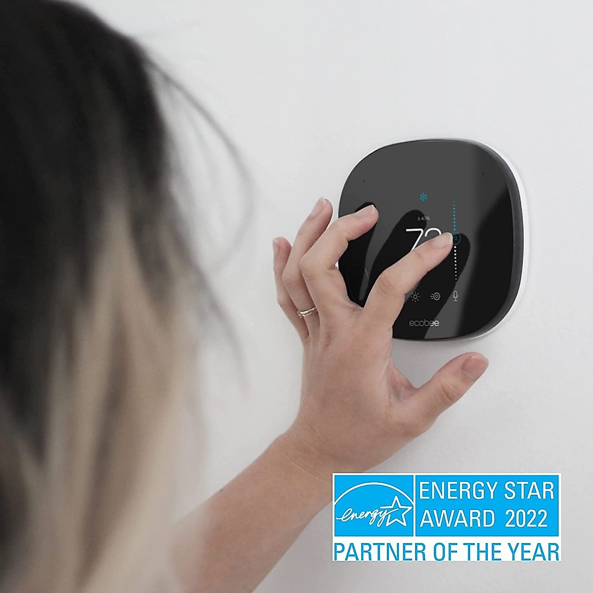 ecobee Smart Thermostat with Smart Sensor Included + 1 Smart Sensor for Doors and Windows, Black, White (EB-STATE5-01)