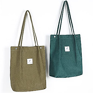 WantGor Large Corduroy Totes Bag Women's Casual Purses Work Handbags Big Capacity Shopping Bag