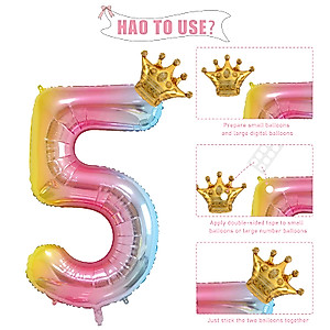 18Pcs Gradient Happy Birthday Balloons Banner, 16 Inch Mylar Foil Letters Birthday Sign Banner Gradient Happy Birthday Party decorations for Girls Kids Baby Shower Party Supplies (50th)