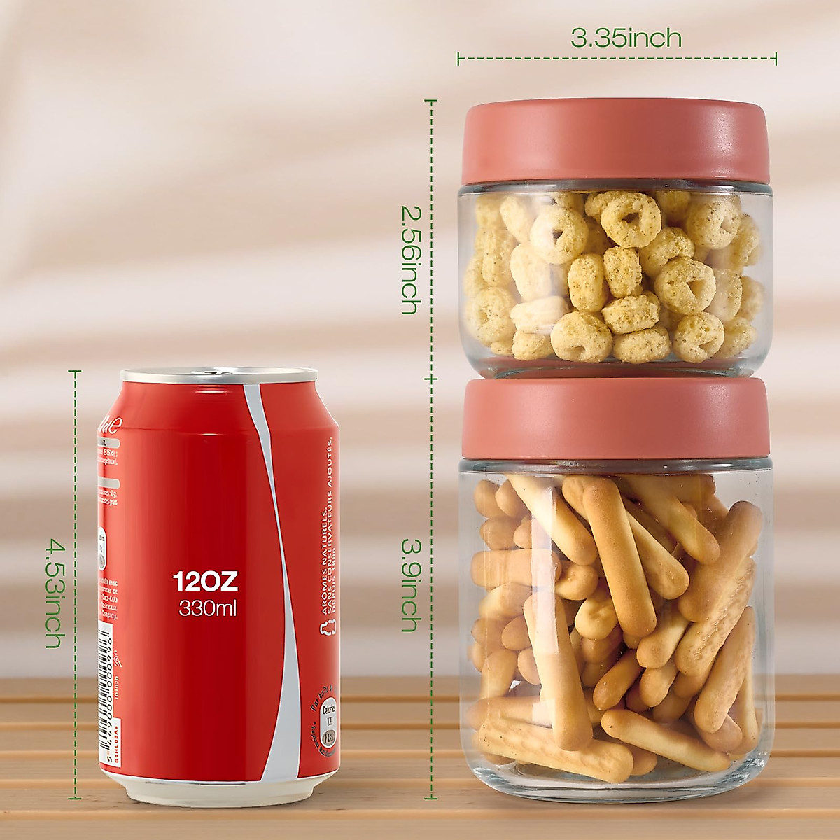 Hoa Kinh 10oz 12Pack Glass Food Storage Jars with Lids, Leak Proof Small Glass Jars for Overnight Oats, Cereal, Clear Empty Glass Jars with Lids for Kitchen(Red, Green, Purple and White)