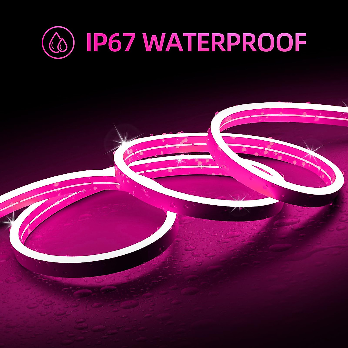 Annxrenn LED Neon Flexible Light Strip, 16.4FT/5M Neon Light Strip Pink 12V Silicone Neon Light Waterproof for Bedroom Indoors Home Decor (Power Adapter Included)