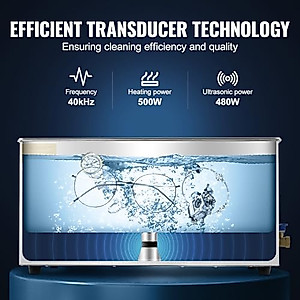 Mophorn 22L Ultrasonic Cleaner 304 Stainless Steel Professional Knob Control Ultrasonic Cleaners with HeaterTimer for Jewelry Watch Glasses Circuit Board Dentures Small Parts Dental Instrument