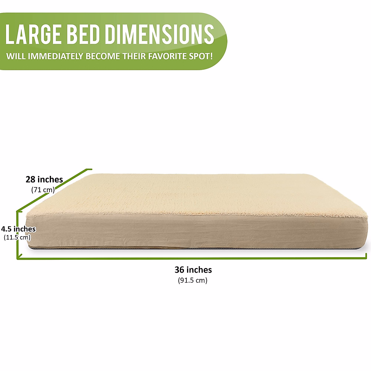 Universal Replacement Washable Large Dog Bed Cover - 36 x 28 x 4 inches - Compatible with Many Orthopedic Memory Foam Dog Bed
