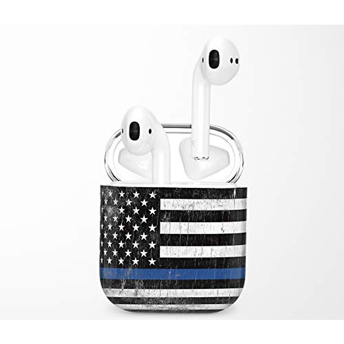 GIUMOWL American Flag Airpods Case Compatiable with Airpods 1 & 2 - Airpods Cover with Key Chain, Full Protective Durable Shockproof Personalize Wireless Headphone Case