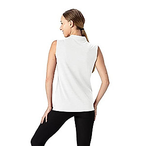 YSENTO Women's Golf Clothes Apparel Shirts Outfits Sleeveless 1/4 Zip Collarless Dry Fit UPF 50+ Tennis Polo Tank Tops White Size L