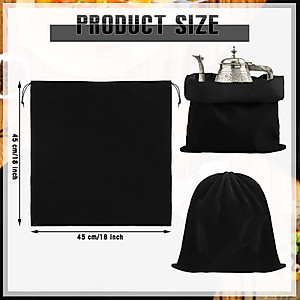 Riakrum 12 Pcs Silver Storage Bags, 18 x 18 Inch Anti-Tarnish Cloth Bag Jewelry Storage Bags Silverware Bags Fabric Cloth Bags for Silver Jewelry Silverware Protection Flatware Silver Plate (Black)