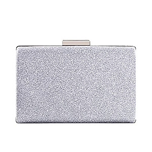 Mulian LilY Silver Glitter Dazzling Clutch Bag Evening Bag With Detachable Chain Party Prom Bag Wedding Purses M513