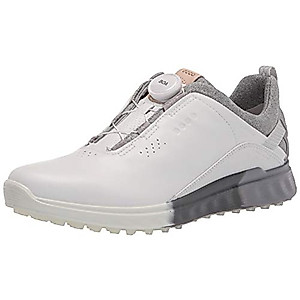 ECCO Women's S-Three BOA Gore-TEX Waterproof Hybrid Golf Shoe, White/Silver Grey, 7-7. 5