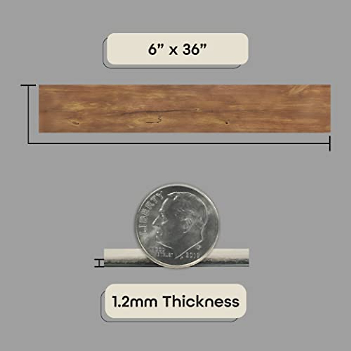 Vinyl Peel and Stick Floor Tile, Self-Adhesive Wood Plank, 10-Pack (15 Square Feet) - 6 Inch Width, 36 Inch Length, 1.2mm - Saddle - Easy DIY Nexus Planks for Any Room by Achim Home Decor