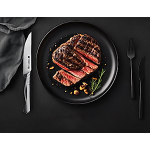 WIZEKA Steak Knives Set of 8, Dishwasher Safe Serrated Steak Knives 4.5 Inches, German Stainless Steel Kitchen Knives of Steak, Jaguar Series