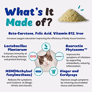 Branvine Respiratory Guardian for Cats - Supports Lung Health, Nasal, Bronchial and Oxygen, Vegan Bacon Flavor (117g) with Quercefit® and Respiratory Probiotics
