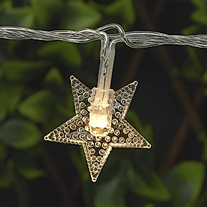 Sterno Home GL42595 LED Battery-Operated Star String Lights, 44 Feet, Warm White Cord