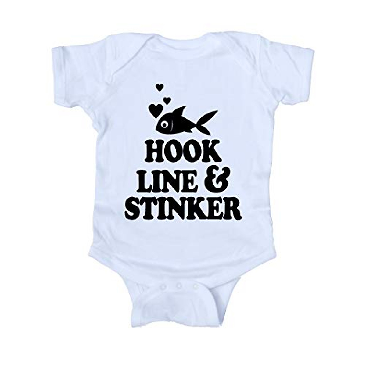 Sunray Clothing Hook Line and Stinker Baby Onesie Fish Girl Boy Gray