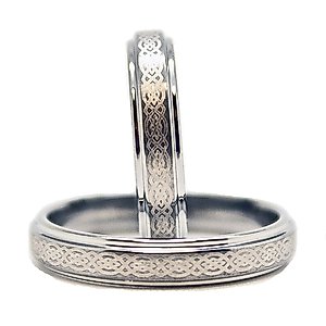 Matching 4mm Unisex Tungsten Wedding Bands Promise Engagement Rings w/Celtic Knot Design (Whole & Half Sizes)