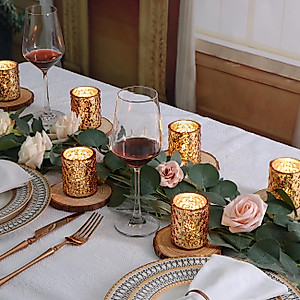 NITIME 12pcs Gold Votive Candle Holders, Gold Candle Holders for Table Centerpiece, Mercury Glass Tealight Candle Holder for Wedding, Home Decor