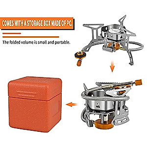 Tentock Camping Gas Stove 3500W Windproof Gas Cooking Burner with Piezo Ignition Ultralight Folding Mini Gas stove Portable Outdoor Backpacking Stove for Hiking Picnic Cooking BBQ Trekking